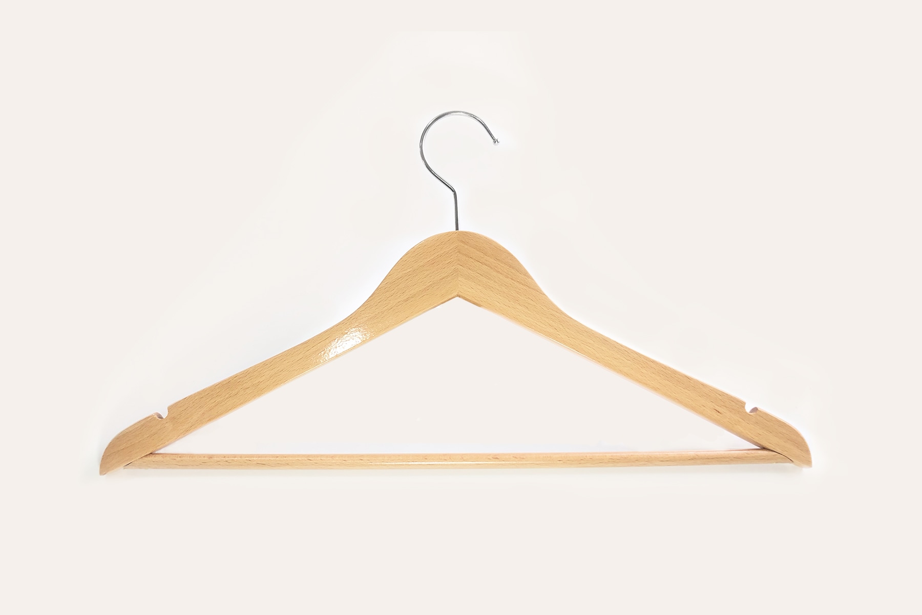Handy light wooden hanger, transparent color, natural grain | Taiwantrade