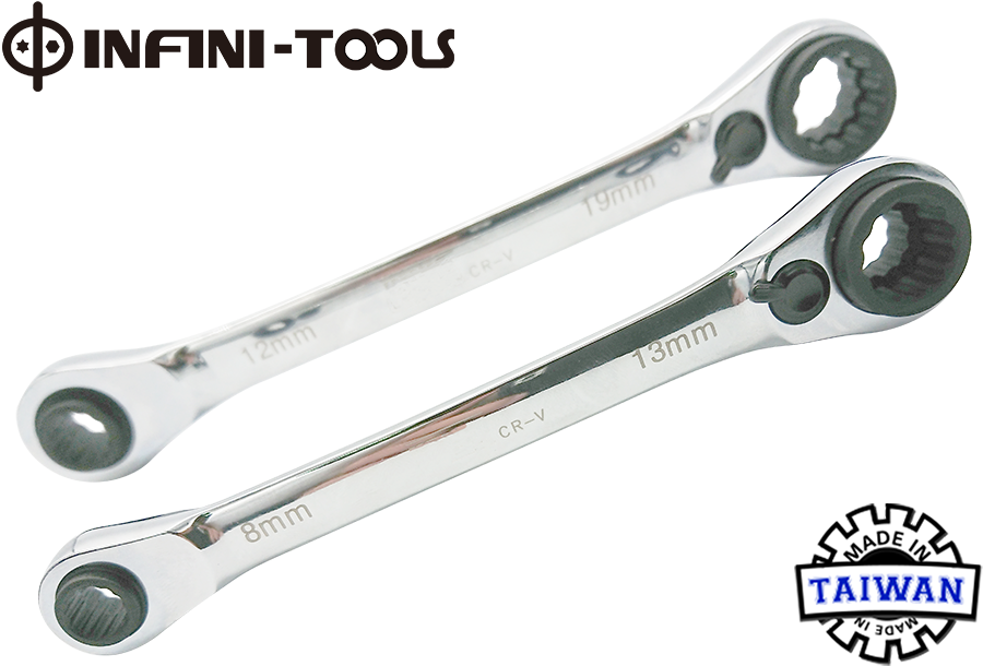 Taiwan 4-IN-1 Ratchet Ring Reversible Spanner Set 2PC | INFINITOOLS CO ...