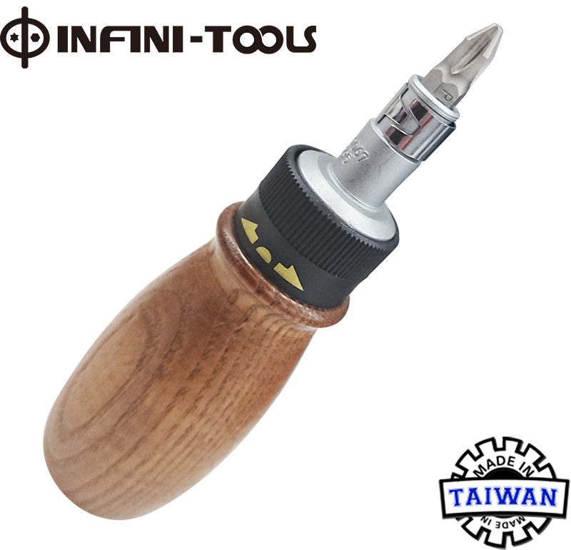 Wood Handle Ratchet Bits Screwdriver,1/4" Drive | Taiwantrade