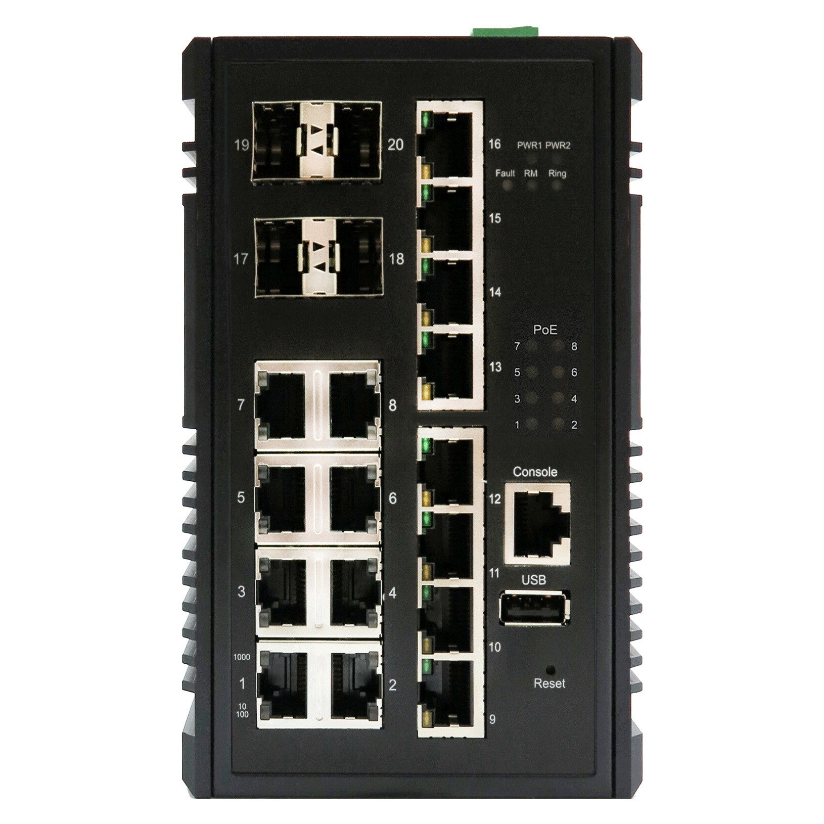 16+4 Port Industrial Managed PoE+ Gigabit Ethernet Switch | Taiwantrade.com