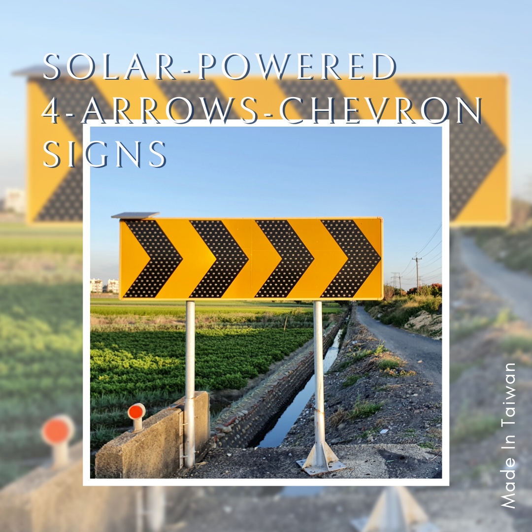 Solar-powered 4-Arrows-Chevron Signs | Taiwantrade