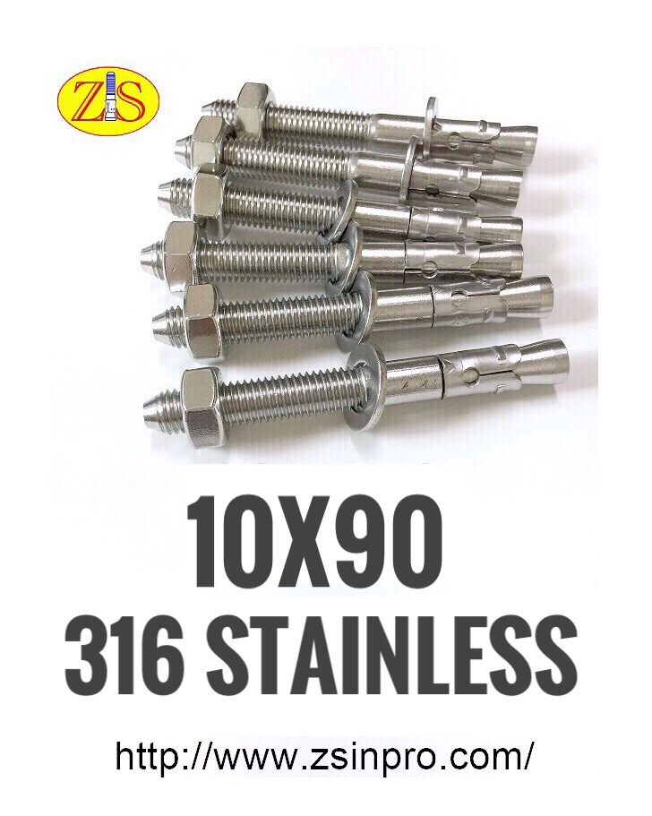 M10X90mm 316 Stainless Wedge Anchor, Rock Climbing Anchor Bolt, Fall-Protect Anchor Bolt ...