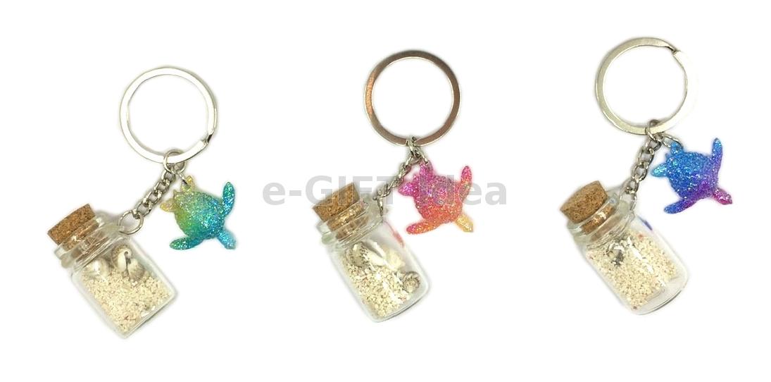 Seashell Bottle Keychain(with Gummy Candy Sea Turtle) | Taiwantrade.com