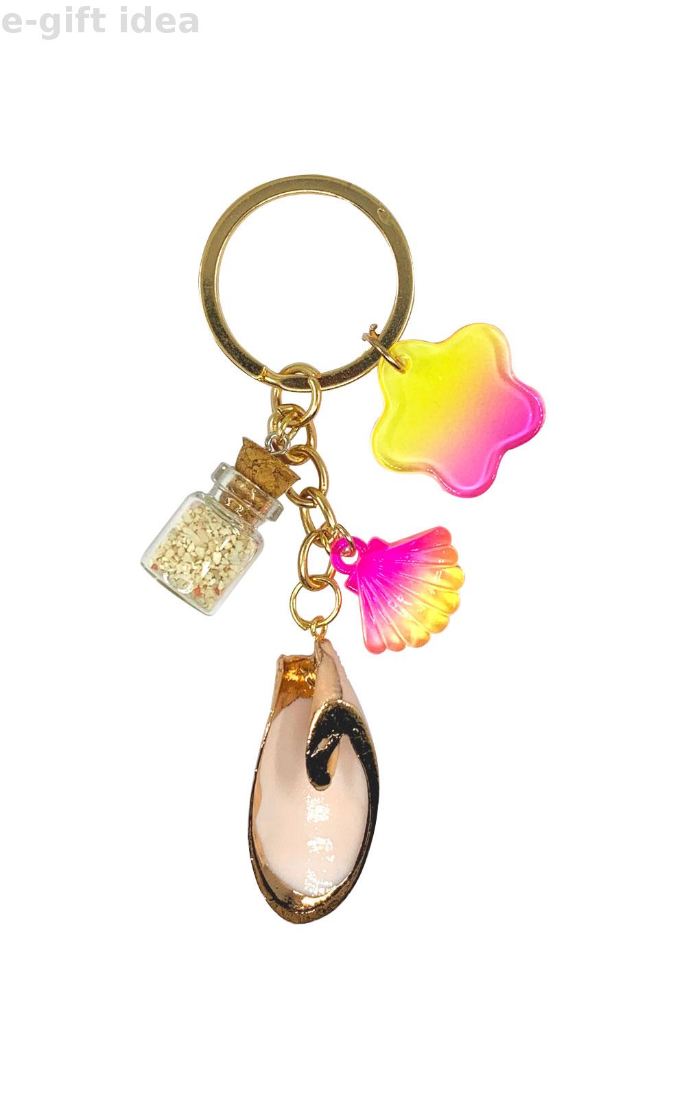 Sea Shell Gold Sea Shell Keychain (Sand Bottle) | Taiwantrade