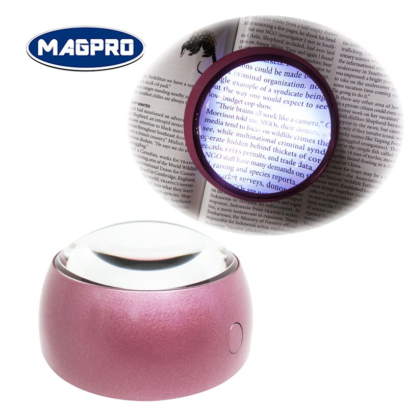 Portable Round Plastic Dome Magnifier 5x Magnifying with 3 Ultra Bright ...
