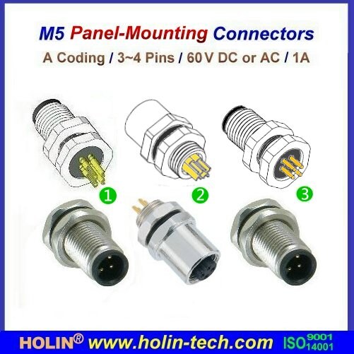 M5 Mini Connector , Receptacle for Panel Mount & Molded Cable ...