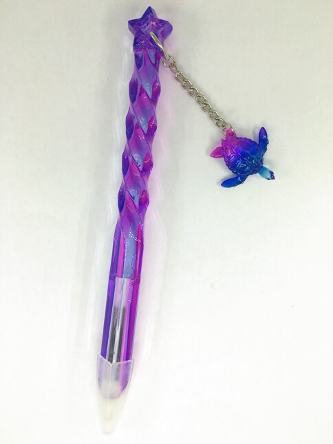 Glossy Neon Two-color Spiral-shaped Pen (with a big sea turtle ...