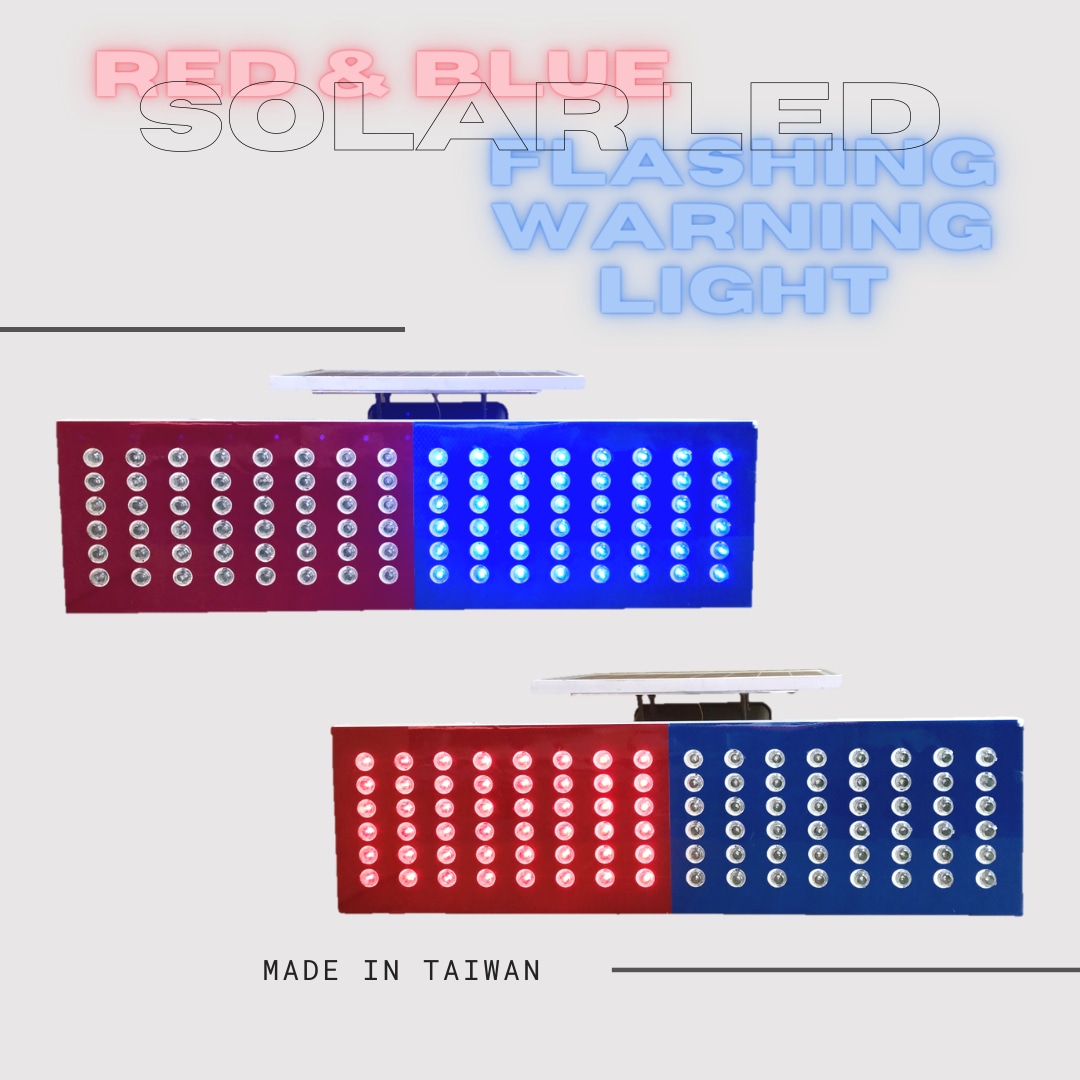 Solar LED Red & Blue Flashing Warning Light | Taiwantrade