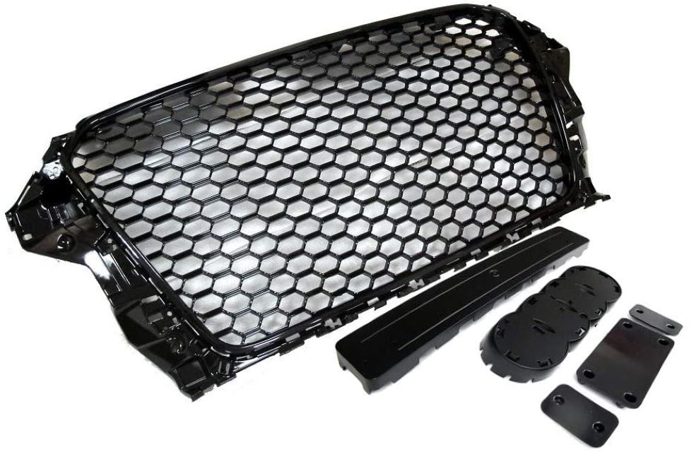 RS3 Style Front Mesh Grille Glossy Black Without PDC Hole, Logo Base ...