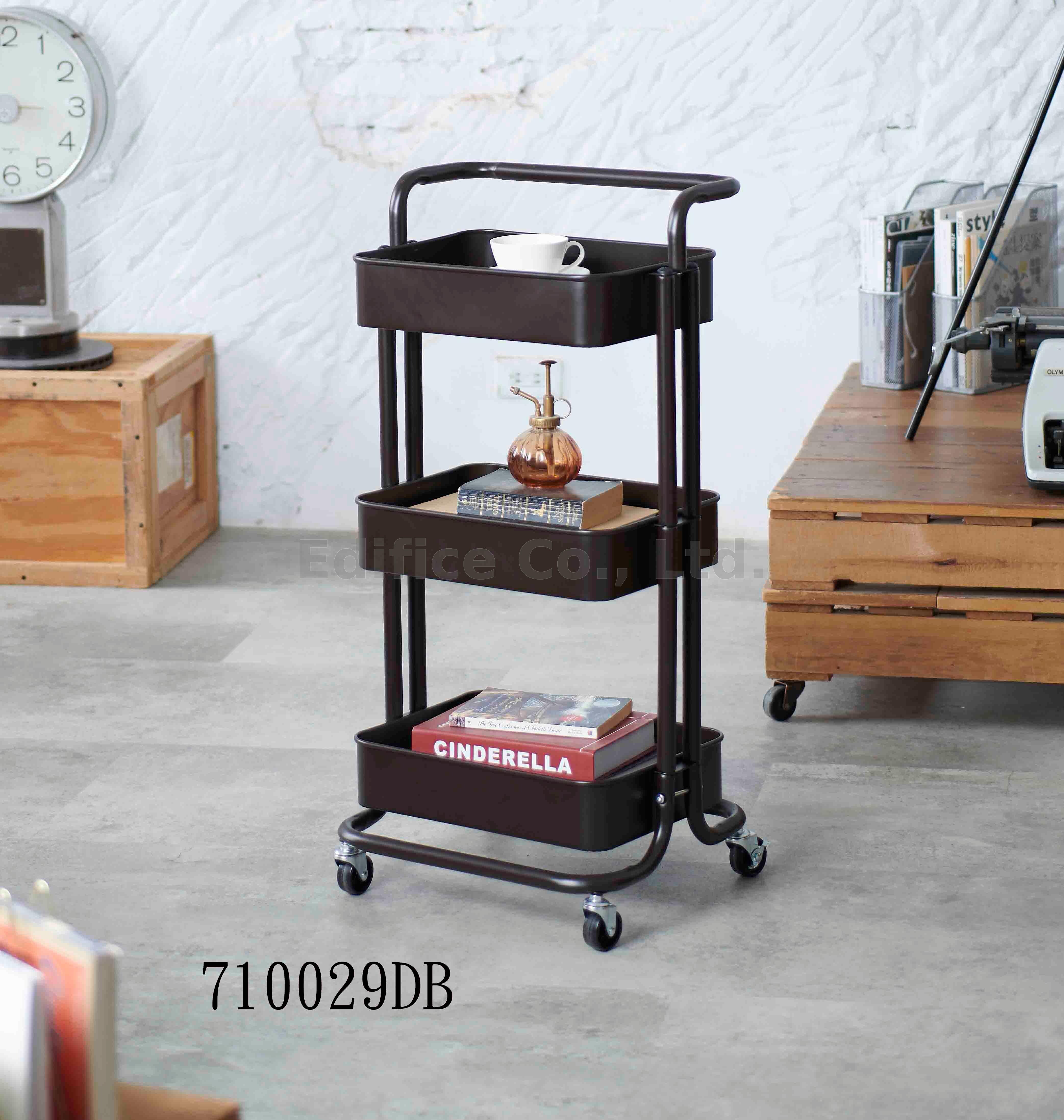 Multi-purpose 3 Tier Rolling Cart (Dark Brown) | Taiwantrade