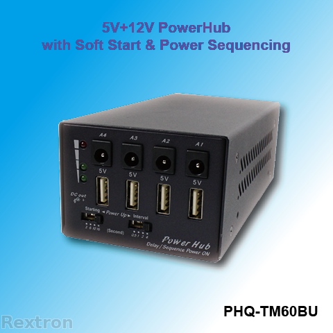 DC Power HUB With 4 Ports DC 12, 4 Ports USB 5V, Soft Start, Sequencing ...