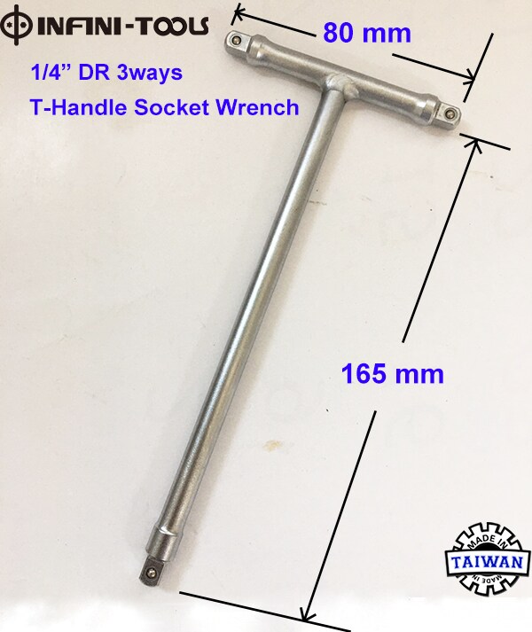 Three-way T-Handle wrench with with removable sockets,1/4" DR | Taiwantrade