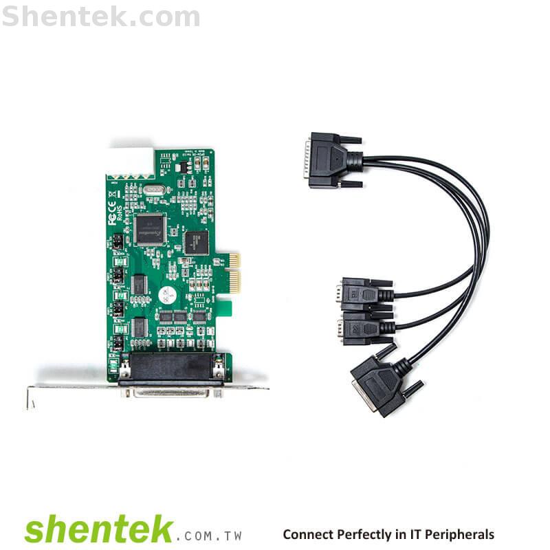 Shentek Industrial 2 Port Serial RS232 1 Port PCIe Card - Low Profile ...