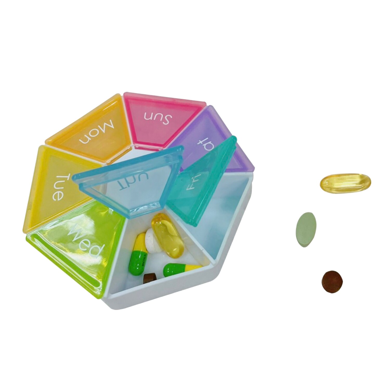 Weekly 7 Compartment Heptagon Pill Holder | Taiwantrade.com