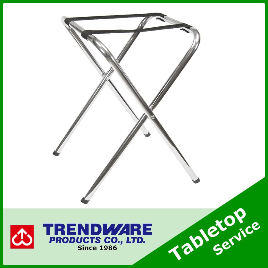 Folding Chrome Metal Tray Stand with Black Straps | Taiwantrade.com