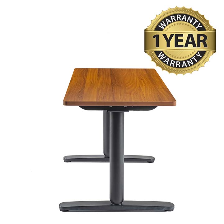 Electric adjustable table round three-stage black frame electric dual ...