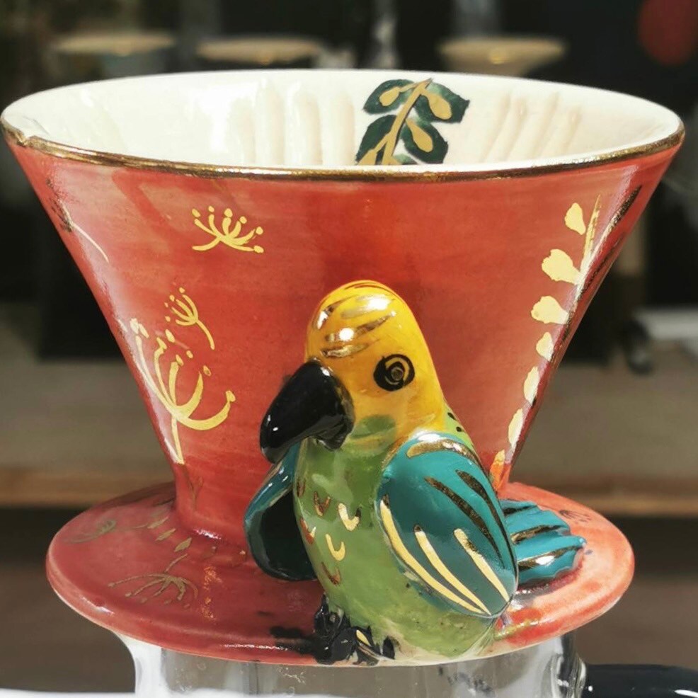 Painted three-dimensional puppet handmade coffee porcelain filter cup ...