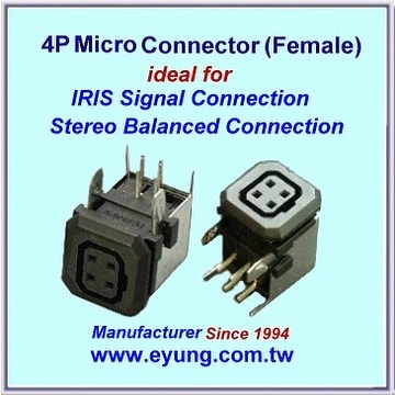 IRIS Connector, 4Pin Audio Micro Balanced Connector, with EMI / RFI ...