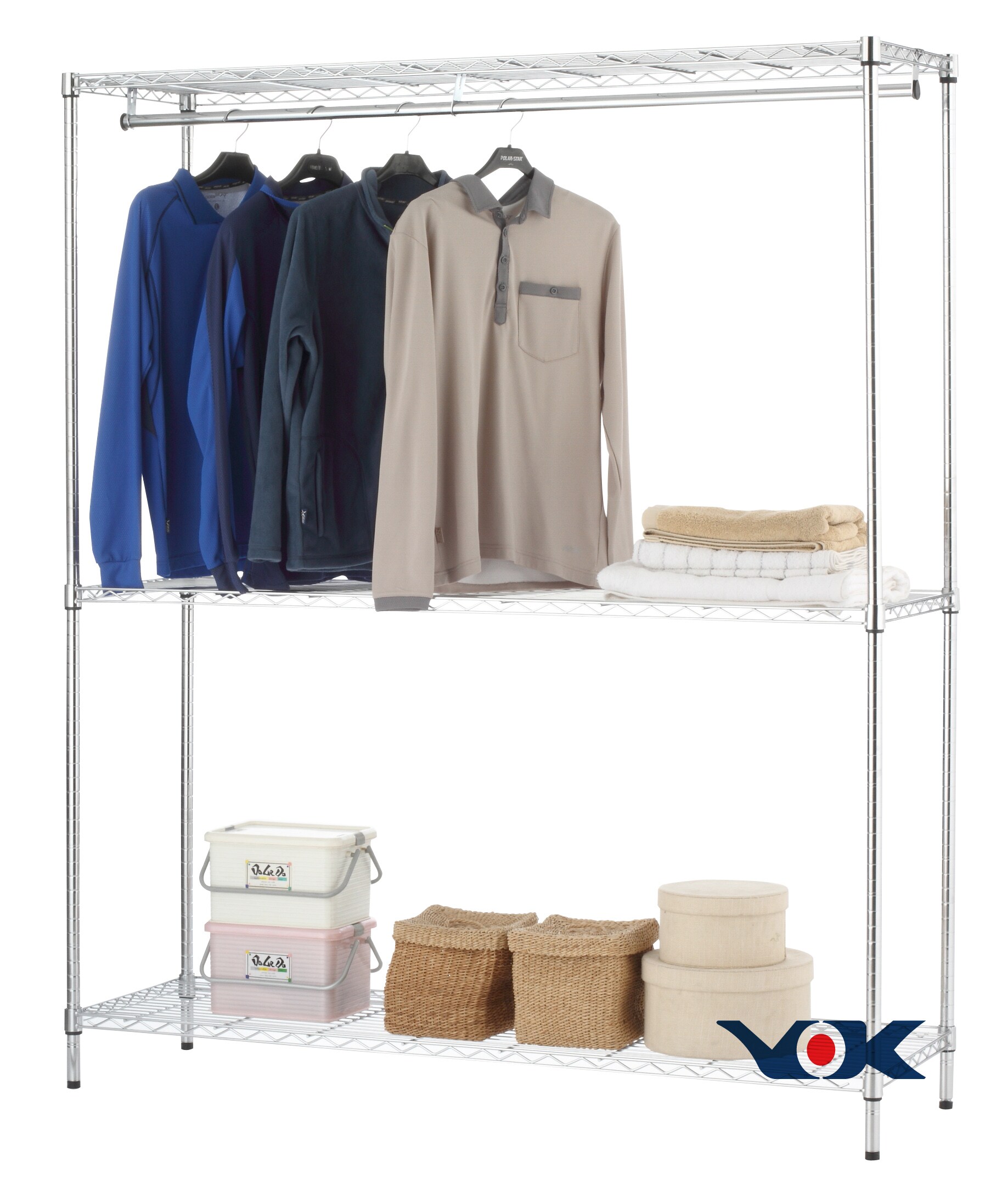 3 tier wardrobe frame 152×46×180H/chrome wire adjustable closet/Single ...