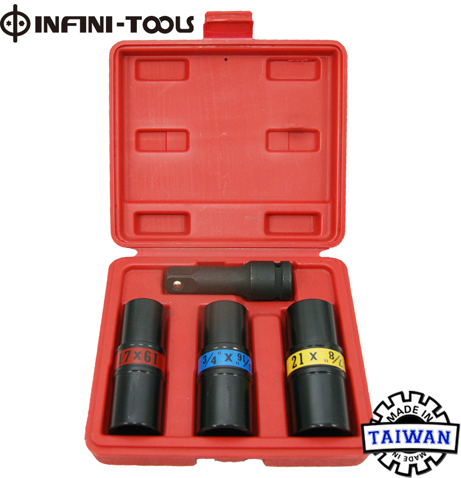 1/2-Inch Drive Double Ended Lug Nut Flip Impact Socket Set, Inch ...