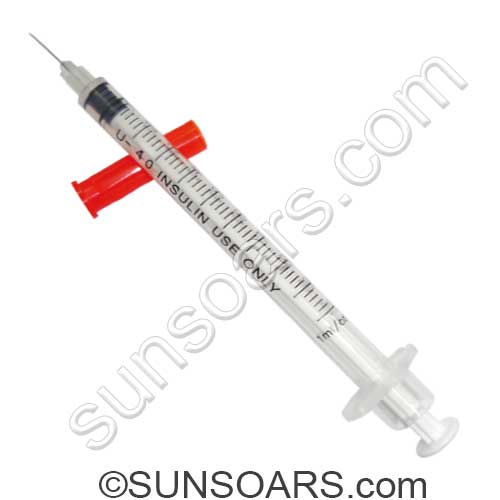 Painless 1ml U-40 Insulin Syringe with Attached Needle, CE Mark-30G ...