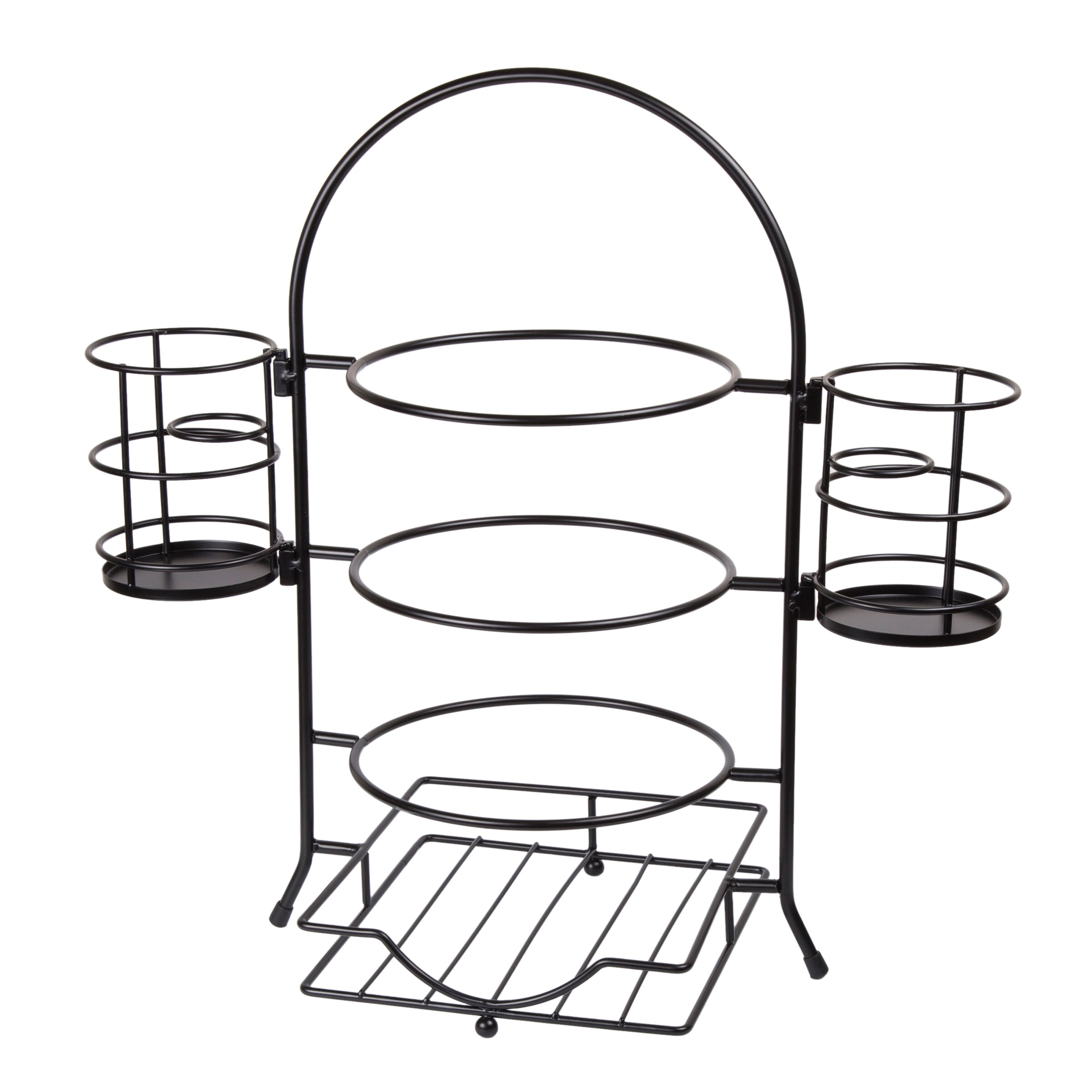 Iron Works 3-Tier Dessert Plate Rack with Removable Flatware Holder ...