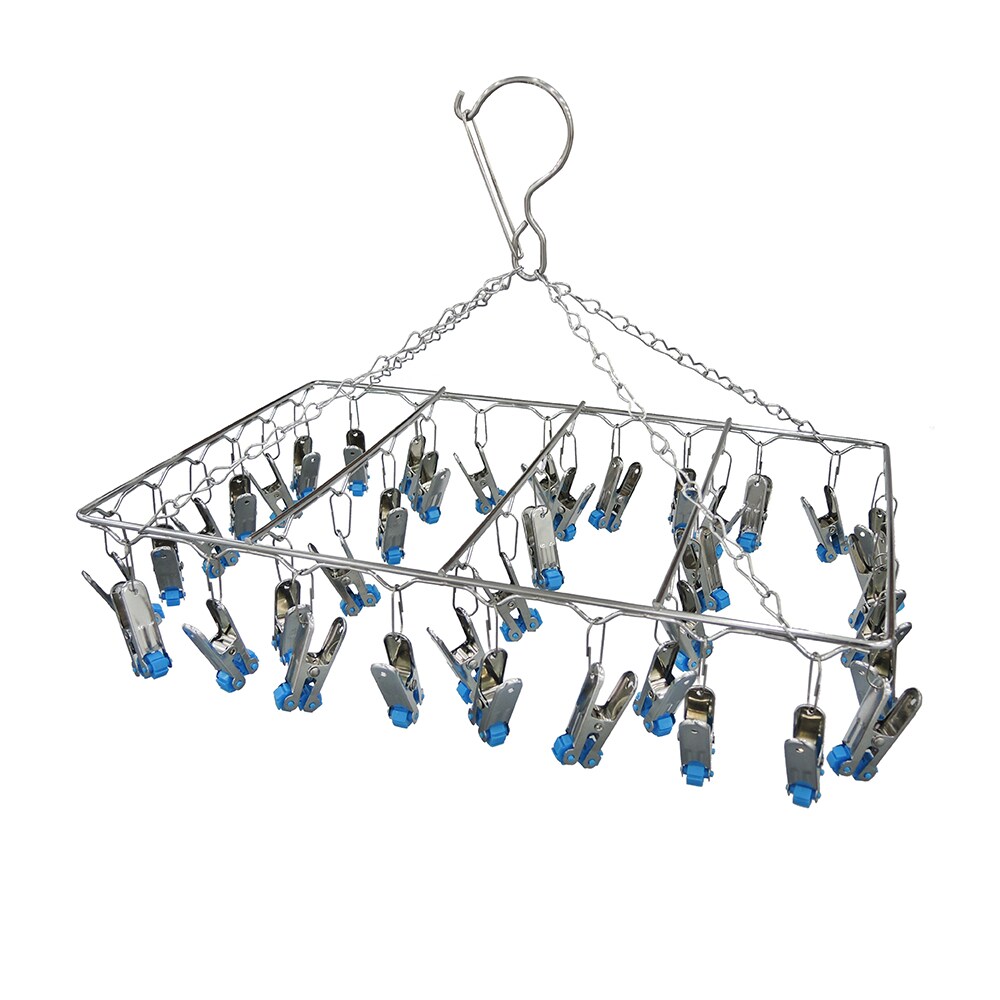 Stainless steel Square clothing hanger and Clips - 40 Clips ...
