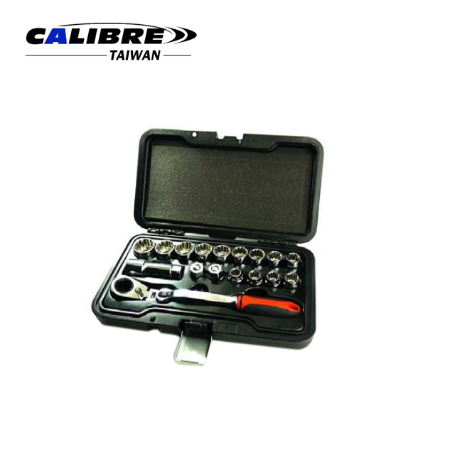 CALIBRE 17pc 10-24mm Go-Through Pass-Thru Metric Spline Socket Set with ...