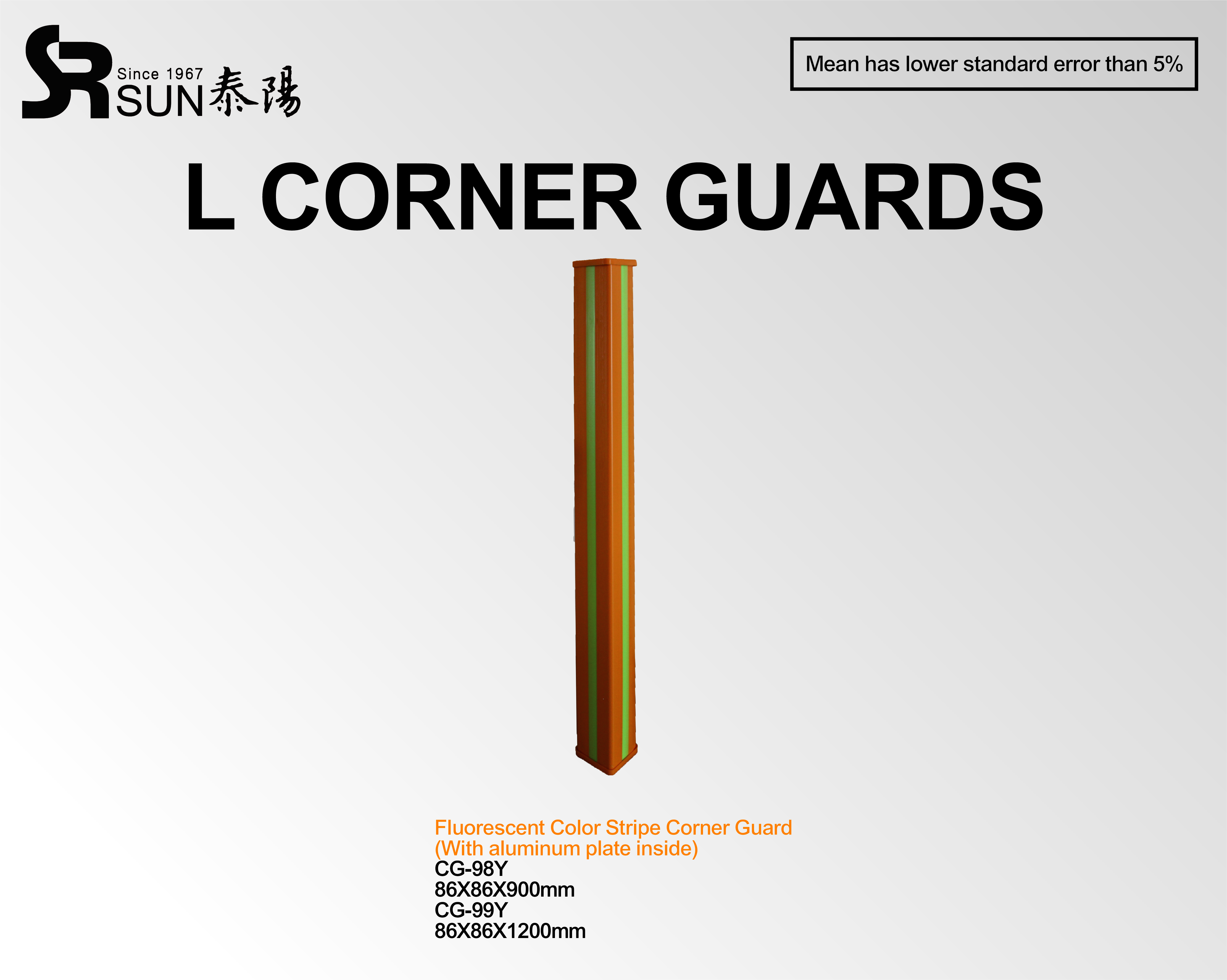 Fluorescent color stripe corner guard (with aluminum plate inside ...