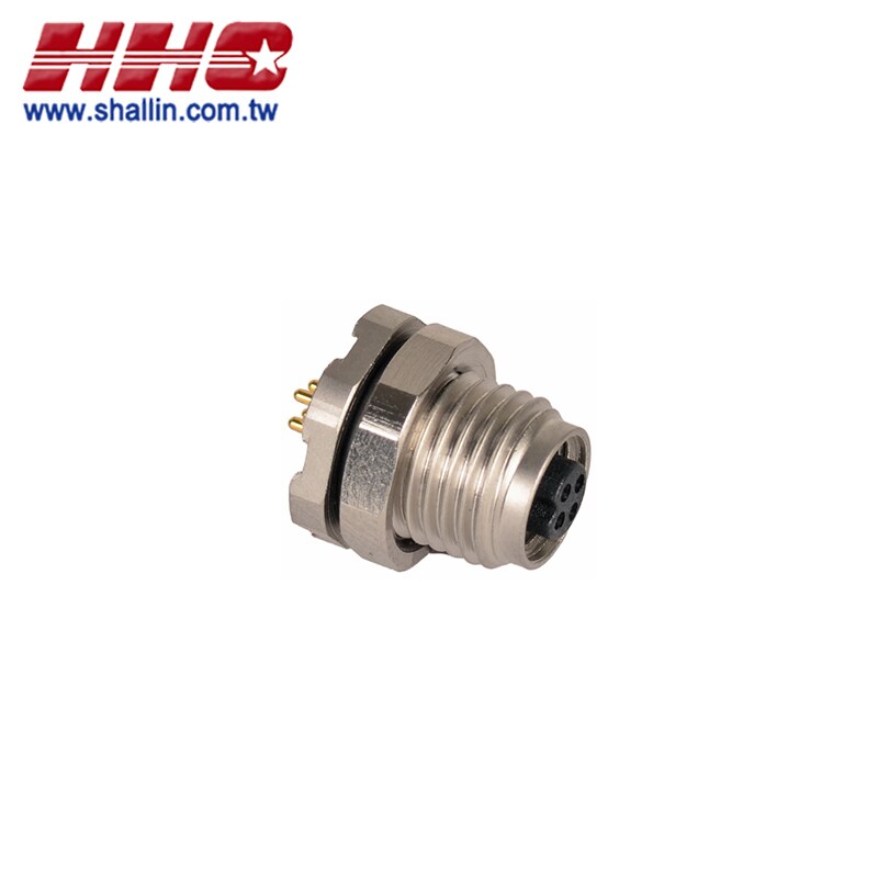 Waterproof female M5 connector 4 contacts IP67 1A 60V panel mount ...