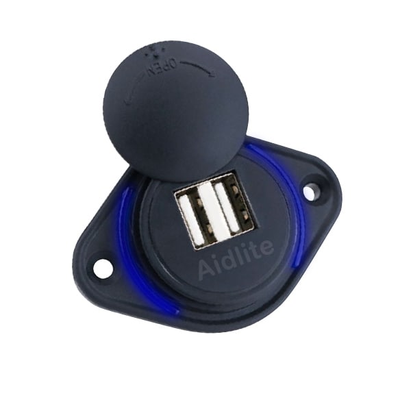 Oval Flat Sliding Lid Cover 2 Port USB Charger w/light for Car Truck ...