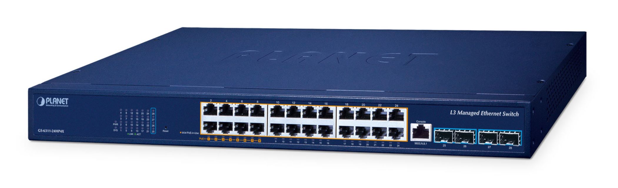 L3 8-Port 802.3bt PoE + 16-Port 802.3at PoE + 4-Port 10G SFP+ Managed ...