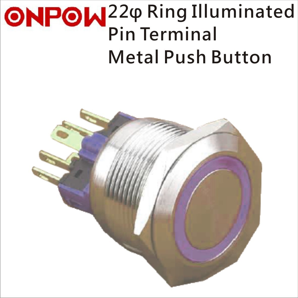 ONPOW 22mm Metal Push Button Switch Ring Illuminated | Taiwantrade