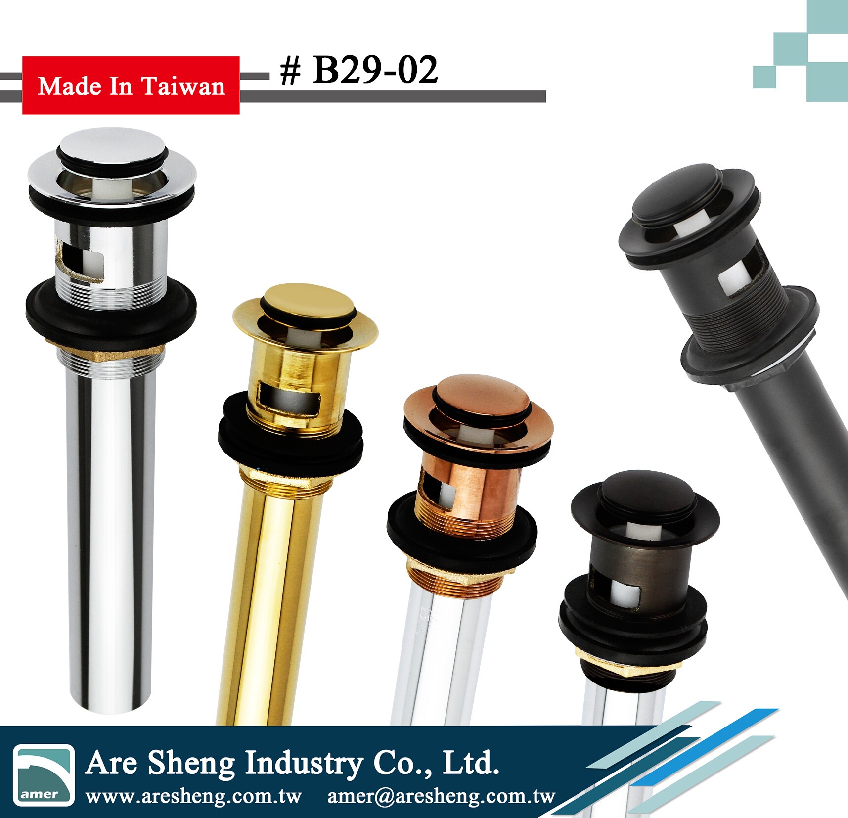 Lavatory sink push pop-up drain | Taiwantrade