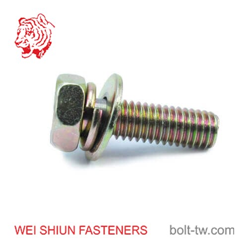 Bolt with Spring and Flat Washer Integrated Phillips Hex Head Bolt ...