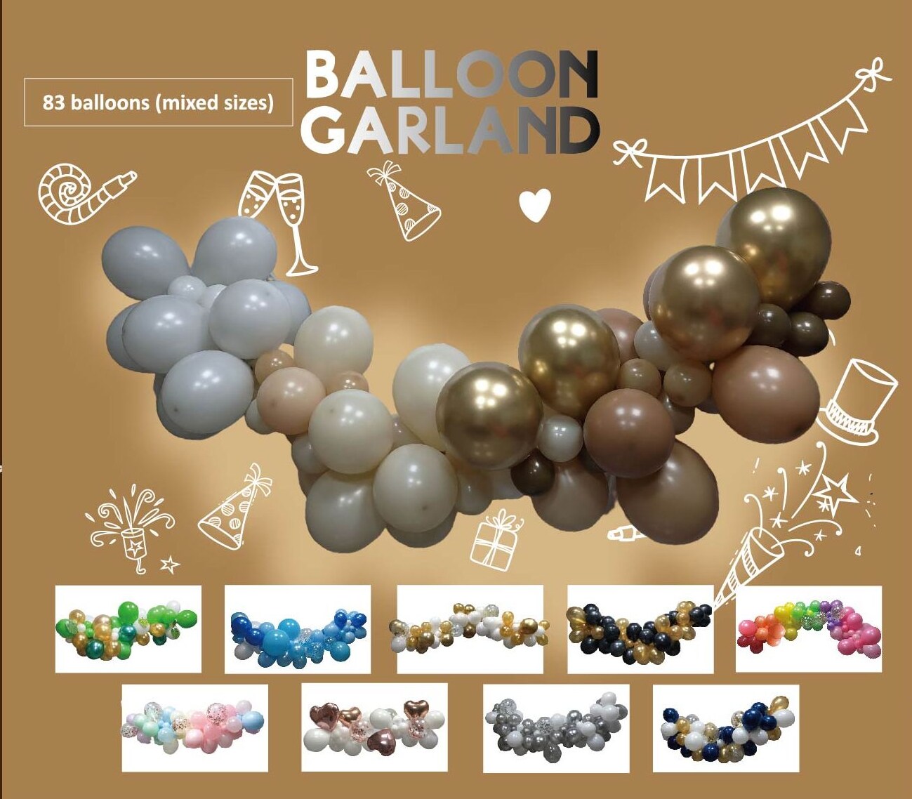Coffee Balloon Arch - Natural Sand Color Balloon Garland Wedding ...