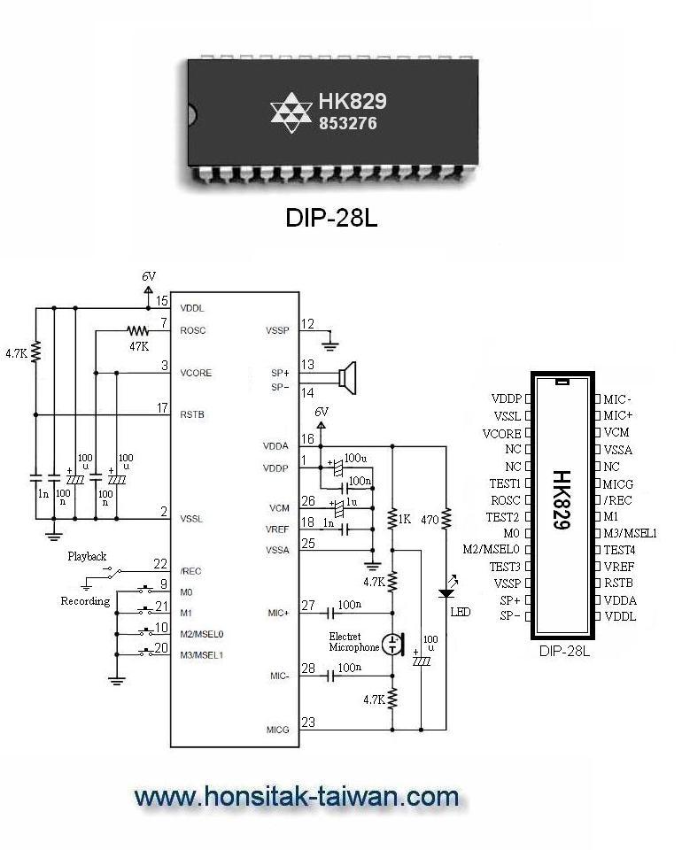 40 ~ 60 Seconds Voice Recording / Playback IC HK829, DIP-28L | Taiwantrade
