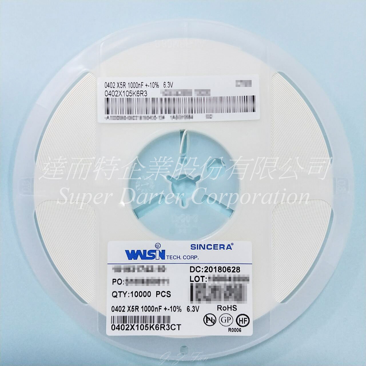 SMT MLCC 0402 X5R 1uF 6.3V +/-10% WALSIN | Taiwantrade