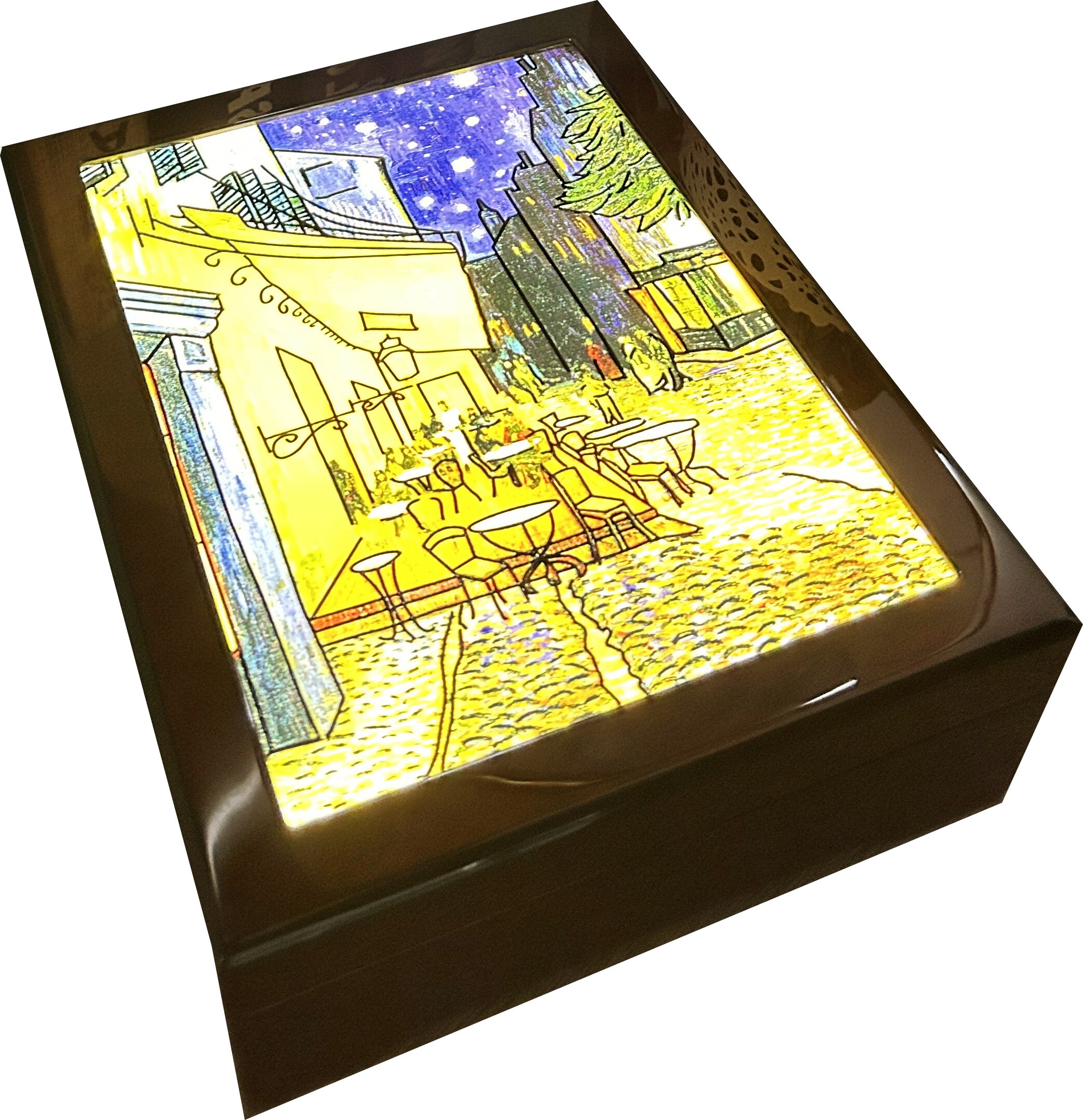 LED illuminated musical box stained glass - Cafe - Vincent Van Gogh ...