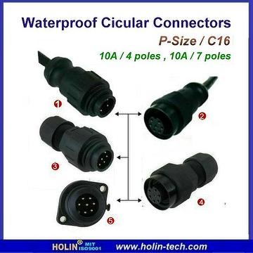 Waterproof Connector P-Size, 10 Amp. Current Rated for 4 & 7 poles ...