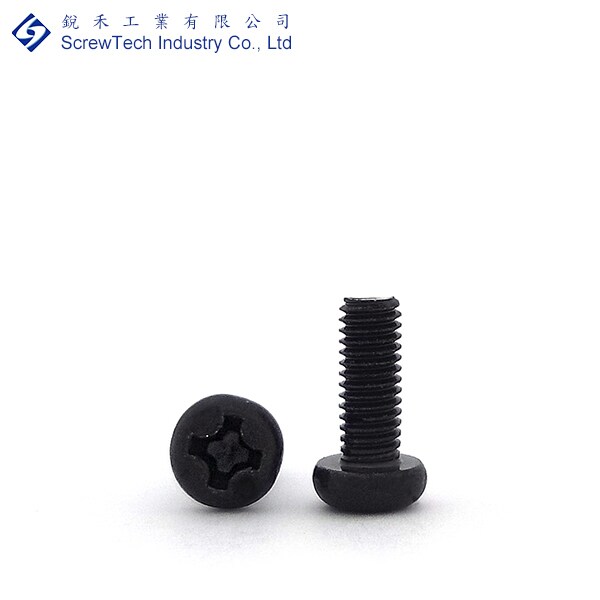【ScrewTech】Pan Head, Phillips, M3x8, Machine Screw, Black Zinc ...