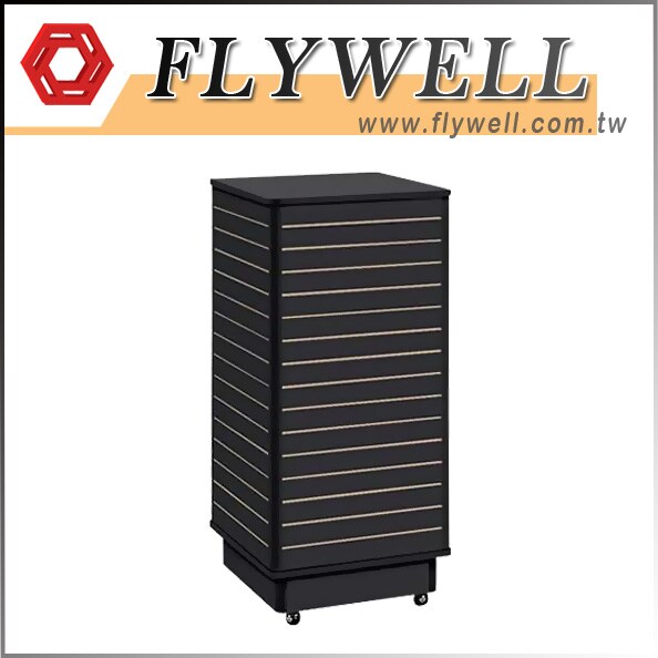 Slatwall Wood Display Tower with Rolling Base | Taiwantrade