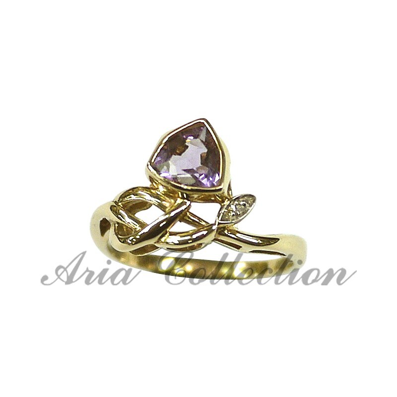 Amethyst triangle shape 14K gold ring | Taiwantrade