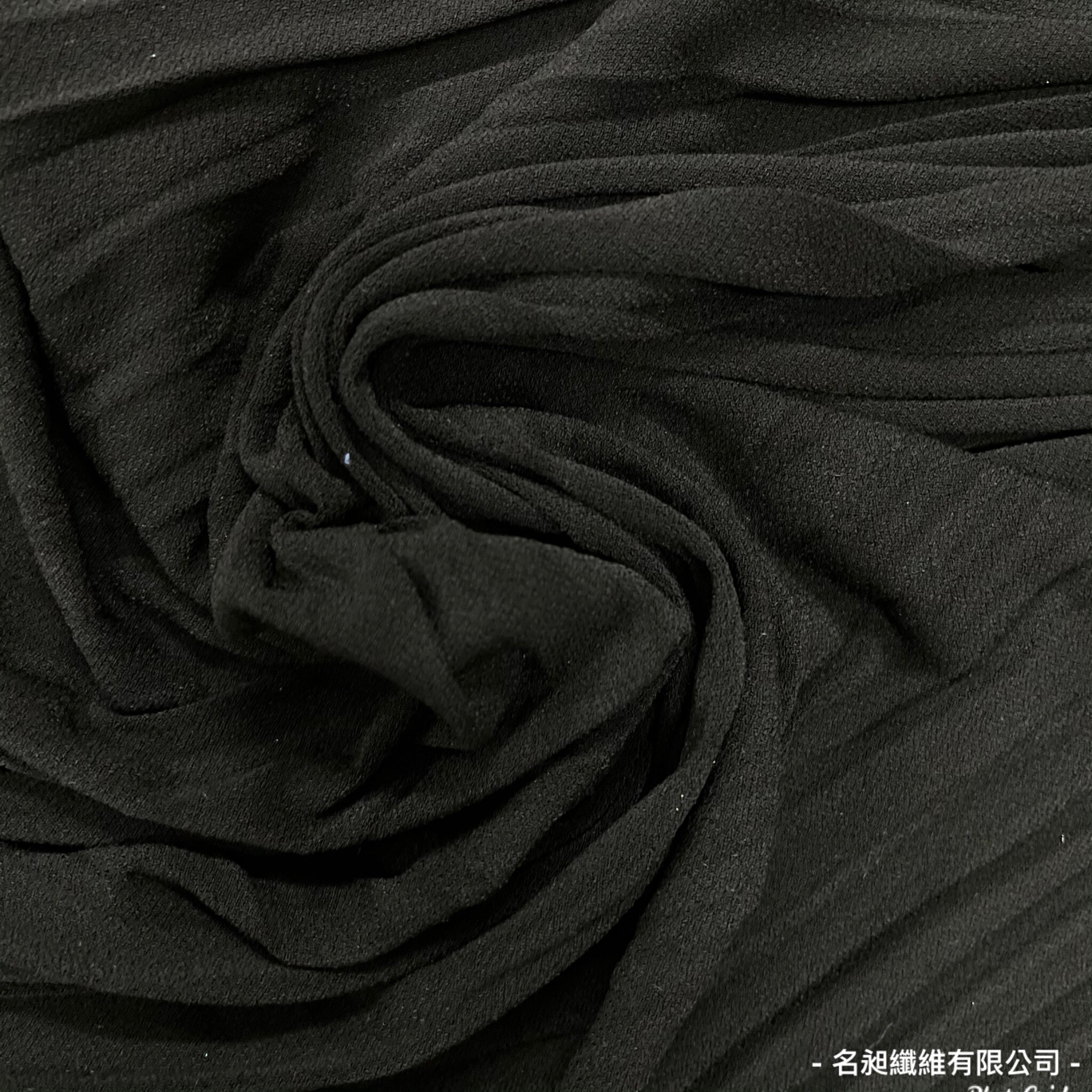 Poly Pure Black Pleated Woven fabric | Taiwantrade