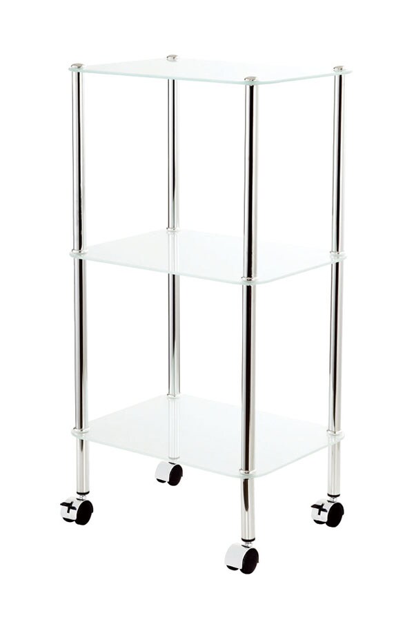 3 Tier Glass Rack with Wheels, Glass Shelf Rack, | Taiwantrade