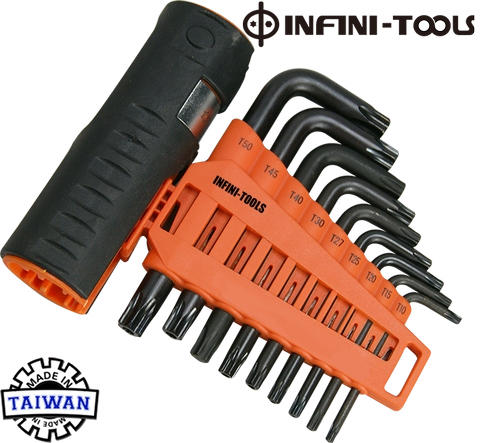 Short Arm Tamper Proof Star Allen Key Wrench Set ,9 PC With Turball ...