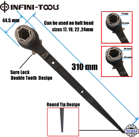 4 in 1 Scaffolding Ratchet Podger Spanner ,17,22,19,24 mm | INFINITOOLS CO., LTD.